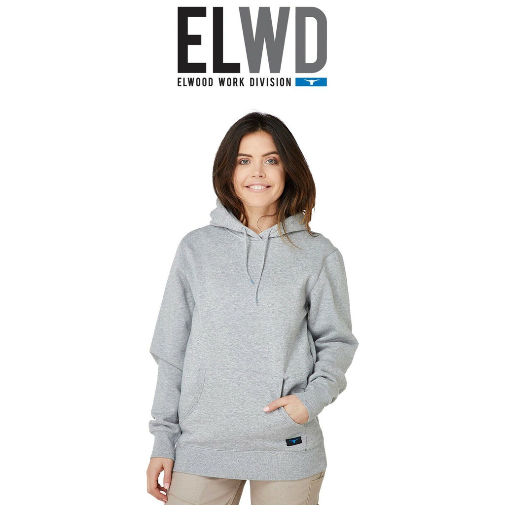 Womens Elwood Workwear Hoodie Pullover Cotton Fleece Logo Basic Work W – Collins Clothing Co