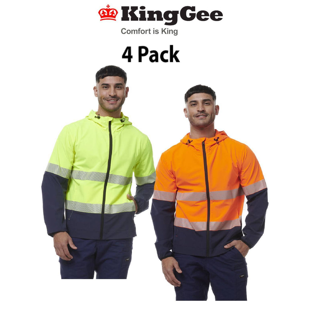 KingGee Mens 4 Pack Hi Vis Reflective Hooded Repel Safety Work Jacket – Collins Clothing Co