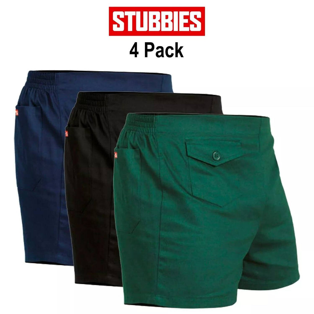 Mens Stubbies Original Work Short Shorts 4 Pack Elastic Cotton Drill C – Collins Clothing Co