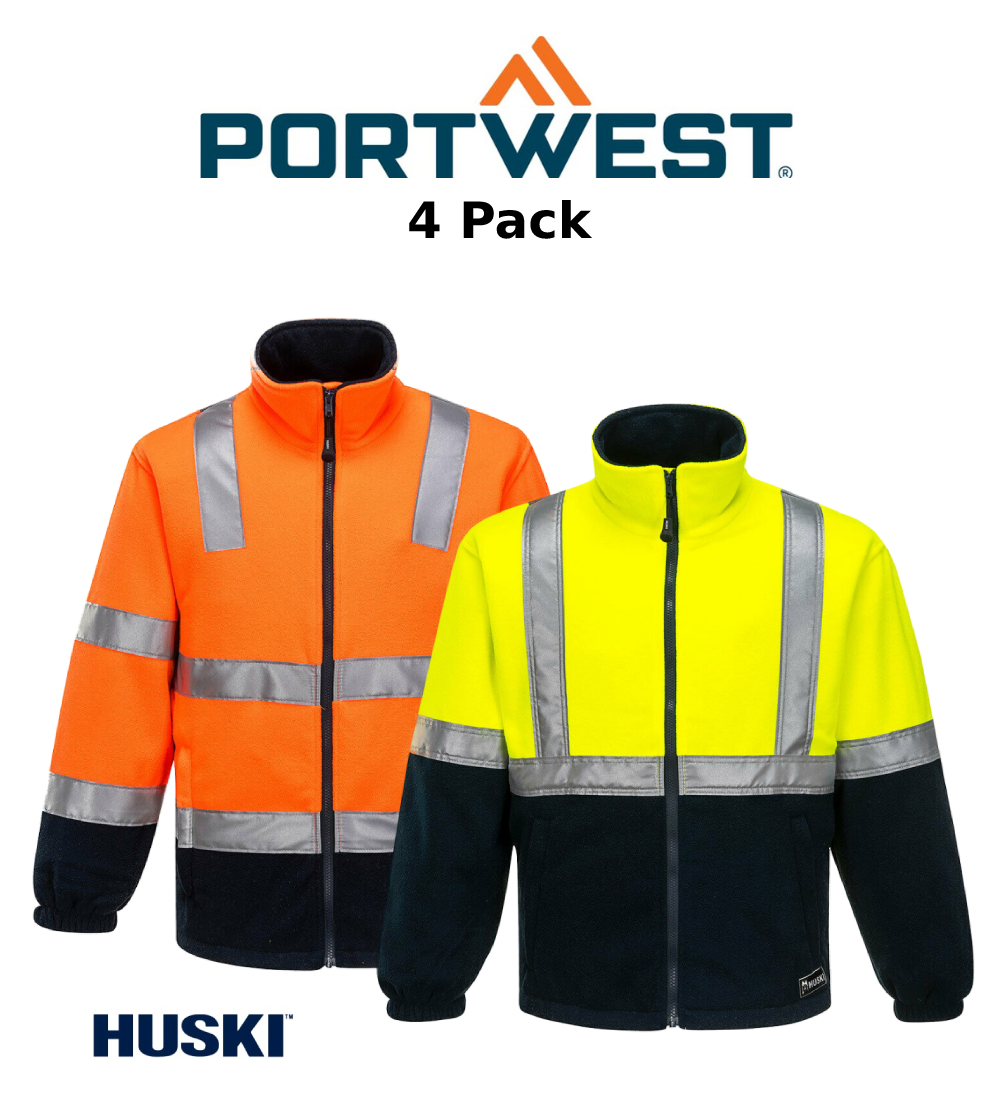 Portwest 4 Pack Huski Convoy Jacket High Polar Taped Fleece Work Safet ...