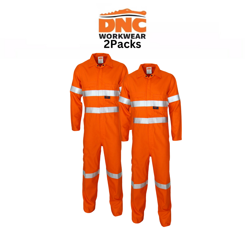 DNC 2Packs Mens Work Fr Safety Arc Rated Hi Vis Coverall Cotton Drill ...