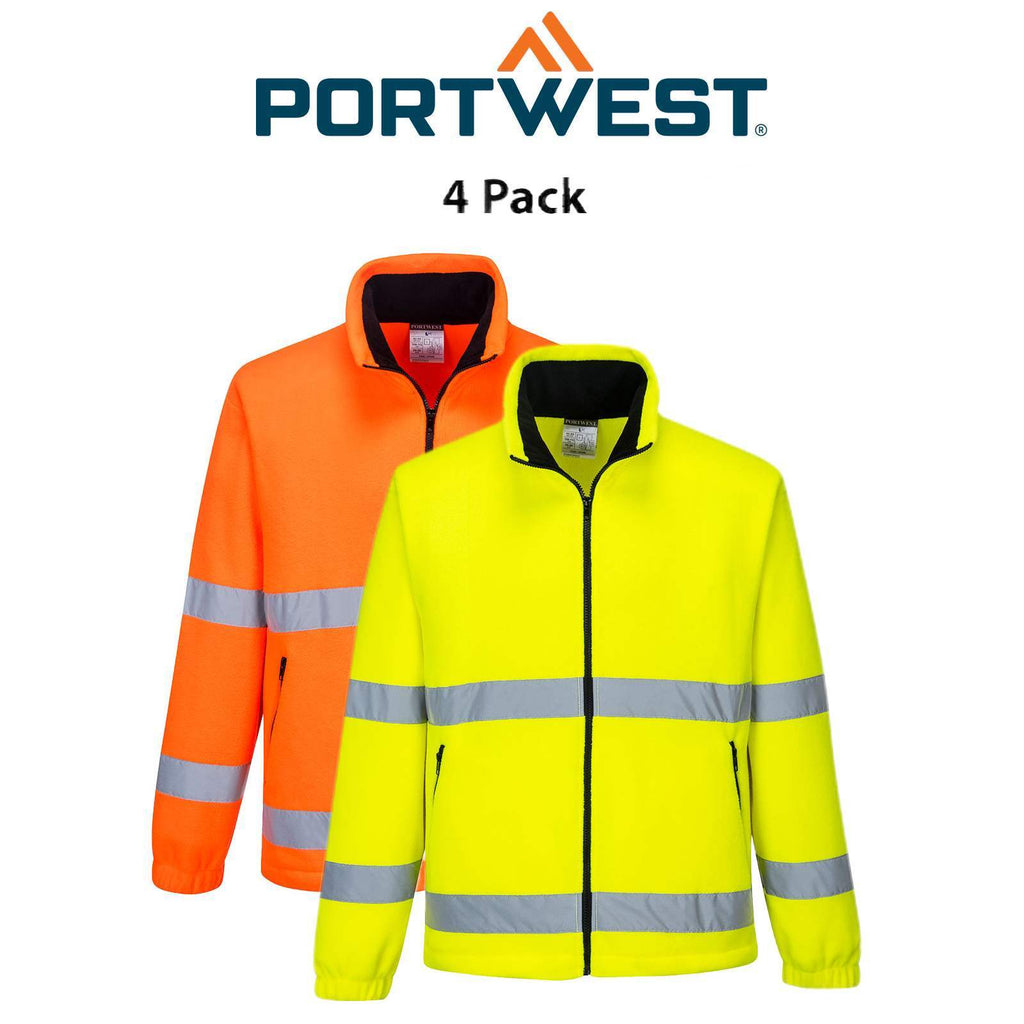 Portwest Hi-Vis Essential Polar Fleece 4 Pack 2 Tone Reflective Work S ...
