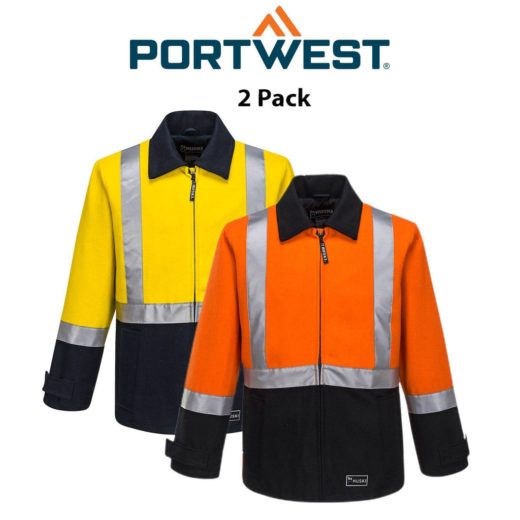Portwest Mens Huski Bluey Jacket 2 Packs Hi Vis Flame Resistant Lining ...