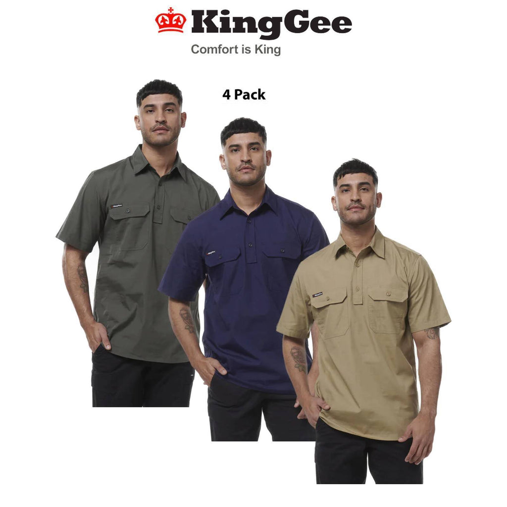 KINGGEE Mens 4 Packs Workcool Lightweight Vented Closed Front Shirt K1 ...