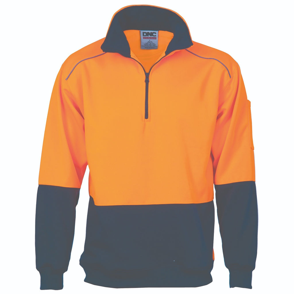 DNC 2PACKS Mens HiVis 2Tone ½ Zip Sweatshirt Reflective Piping Safety ...