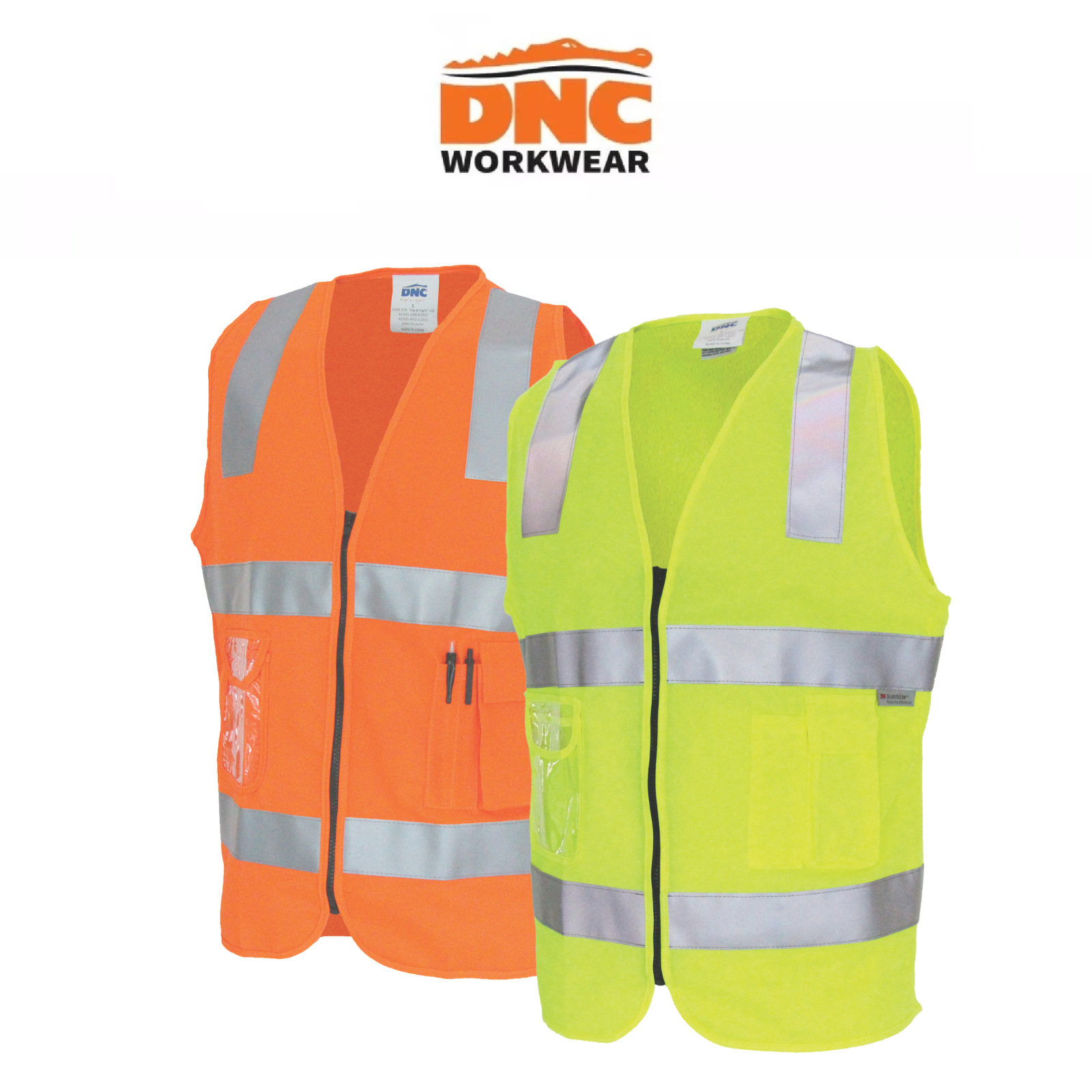 DNC Unisex Hi Vis Work Safety Vest Day Night Side Panels Reflective ...