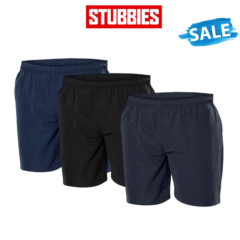 Stubbies Ruggers Mens Long Leg Shorts Drawcord Comfy Elasticised Work ...