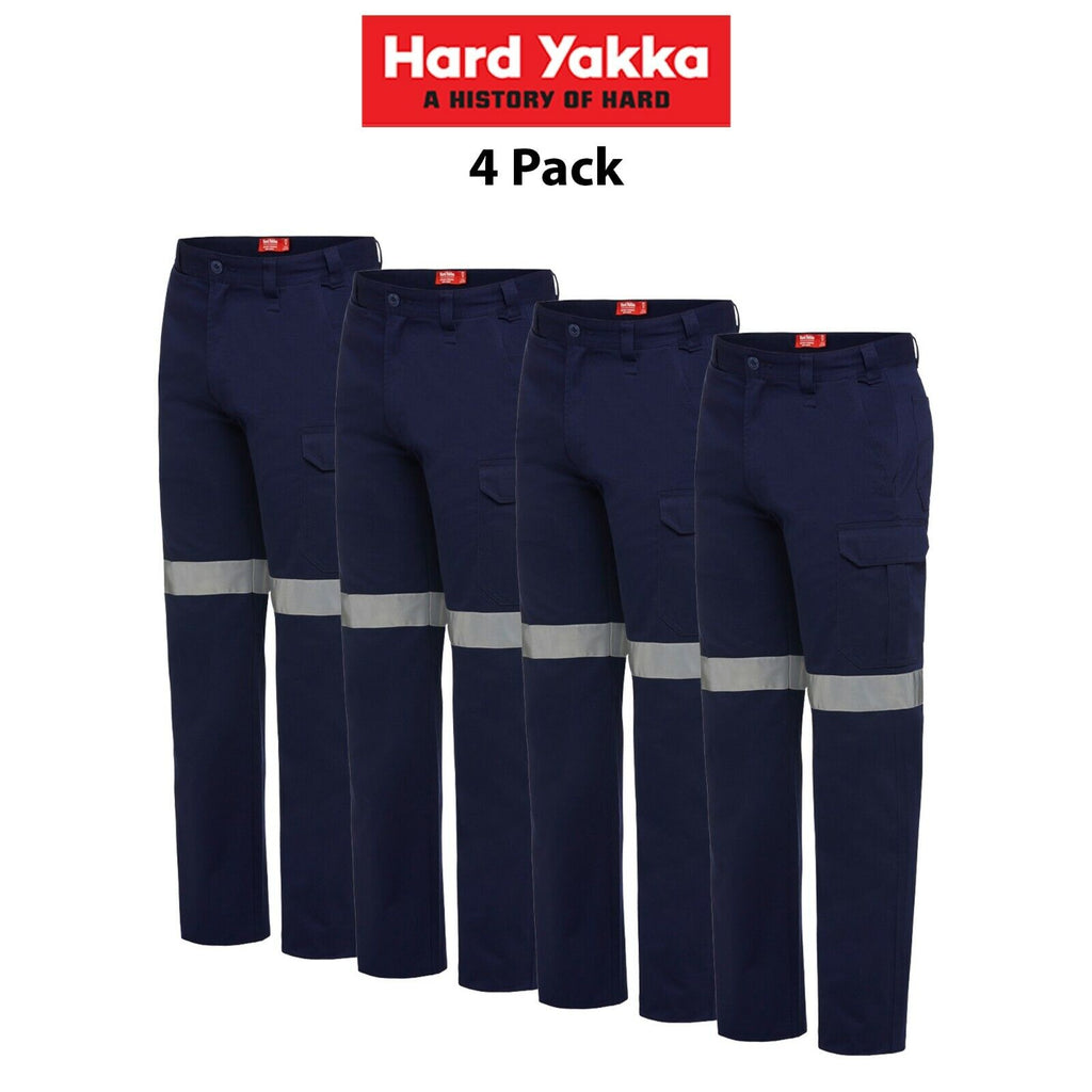 Mens Hard Yakka Core Drill Light Weight Pants Work Taped 4 PACK Cargo ...