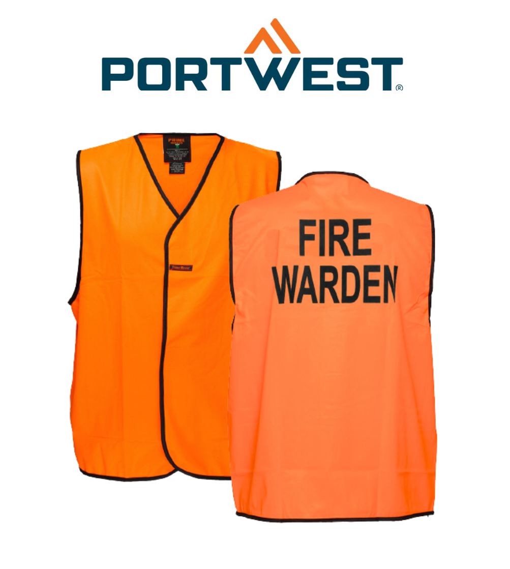 Portwest Fire Warden Hi-Vis Vest Class D Comfort Tape Work Safety MV11 ...