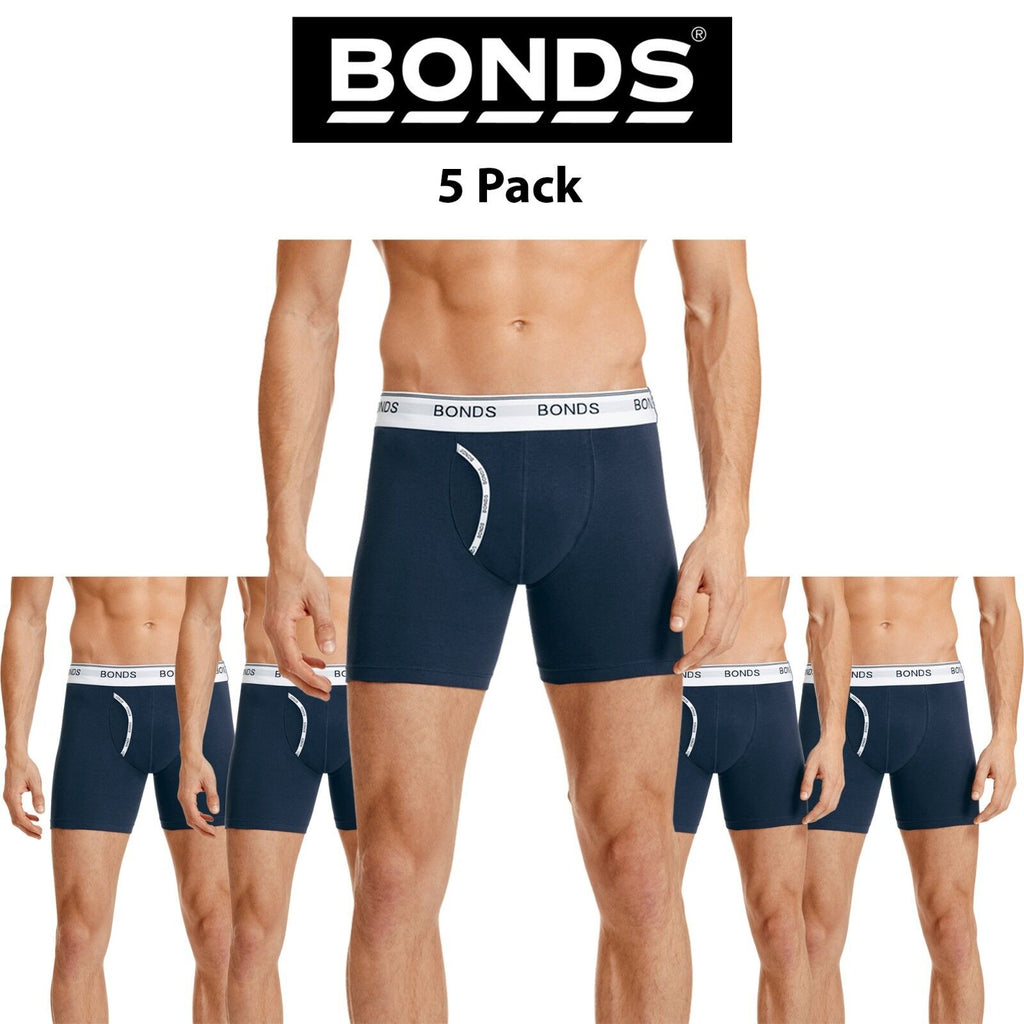 Mens Bonds Mid Midway Guyfront Trunks 5 Pack Cotton Stretch Seamfree B ...