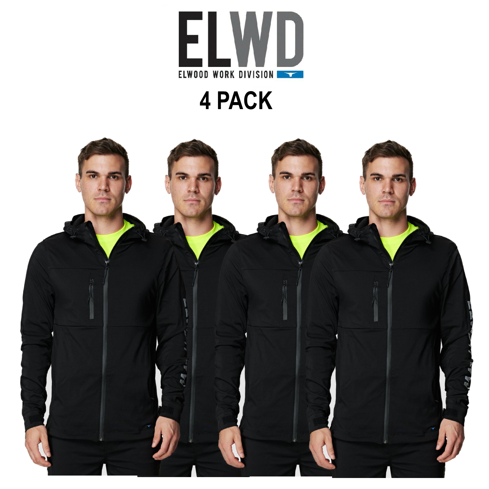 Elwood 4 Pack Workwear Light Jacket Sun Protection Stretch Safety ...