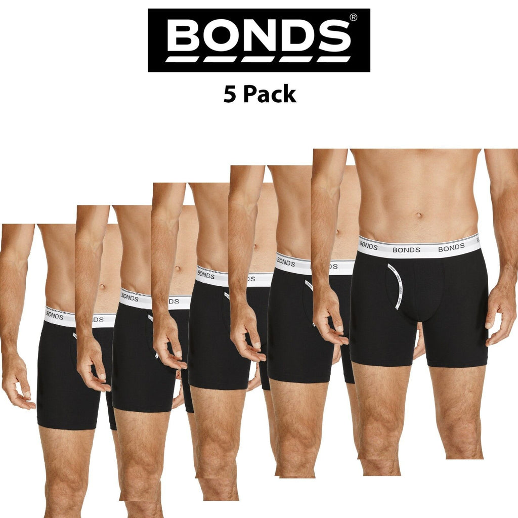 Mens Bonds Mid Midway Guyfront Trunks 5 Pack Cotton Stretch Seamfree B ...