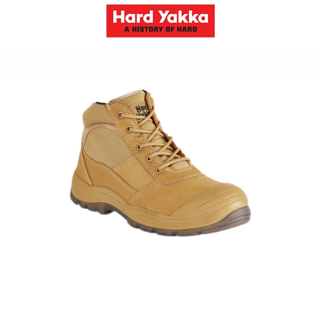 HARD YAKKA Utility Zip Sided Steel Toe Safety Water Resistant Boot Whe ...